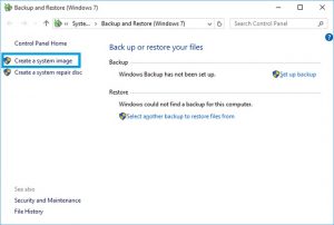 Create a System Image Backup in Windows 10